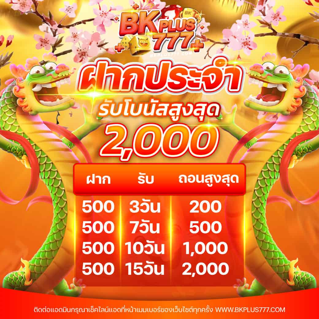 ฝากประจำรับโบนัสสูงสุด 2000 - BKPLUS777